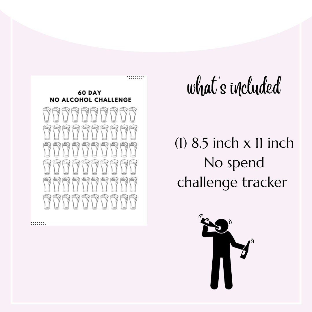 60 Day No Alcohol Challenge Printable | Alcohol Quitting Planner ...