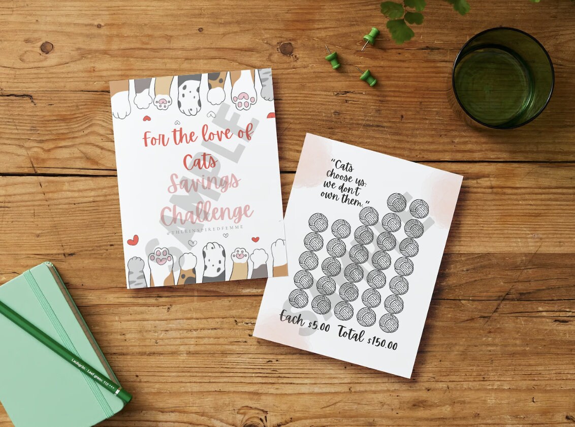 Printable Saving Challenge _ Love of Cats - Etsy