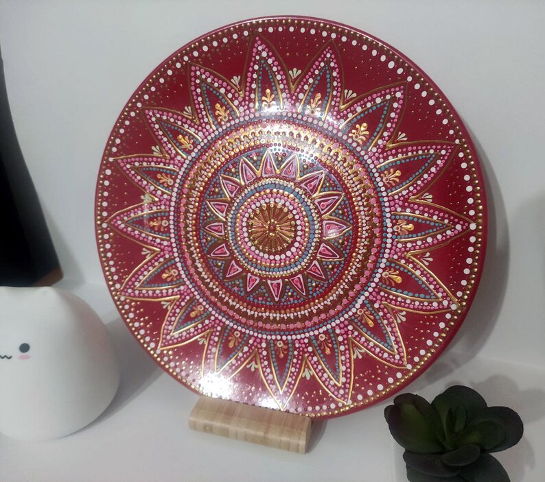 Hand-painted Geometric Ceramic Wall Plate - Etsy