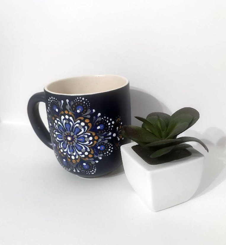 Hand-painted Ceramic Mug With Acrylic Colors - Etsy