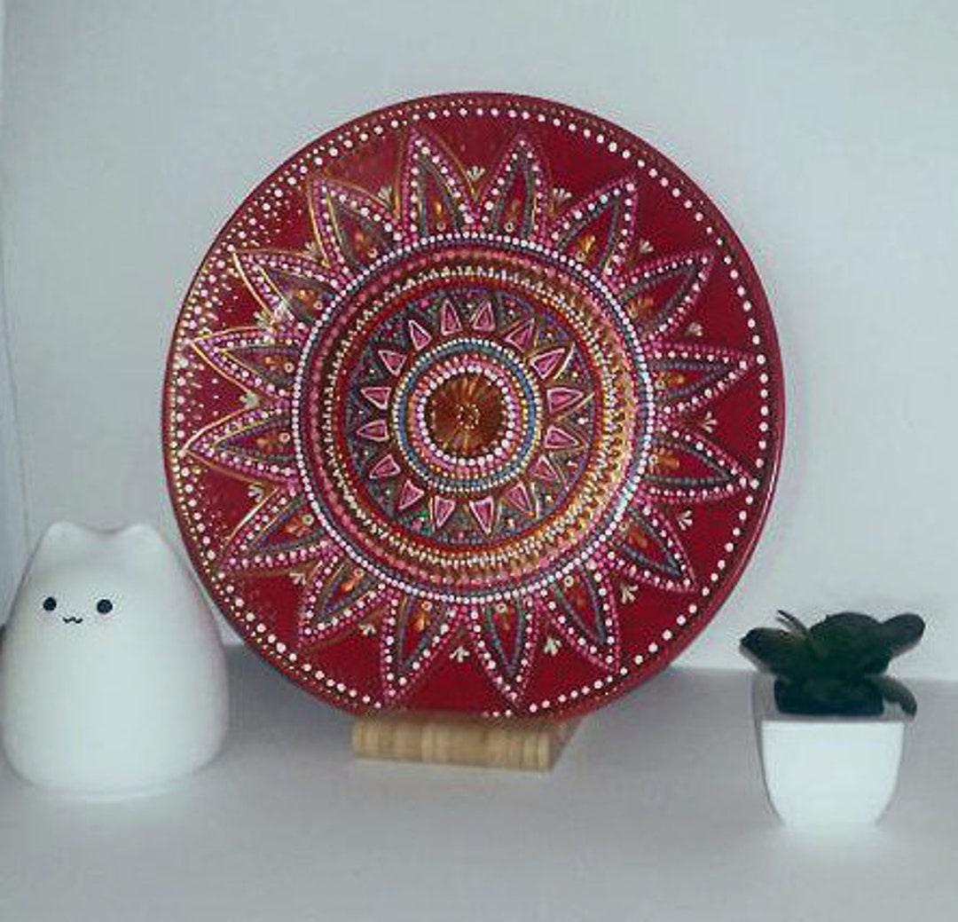 Hand-painted Geometric Ceramic Wall Plate - Etsy