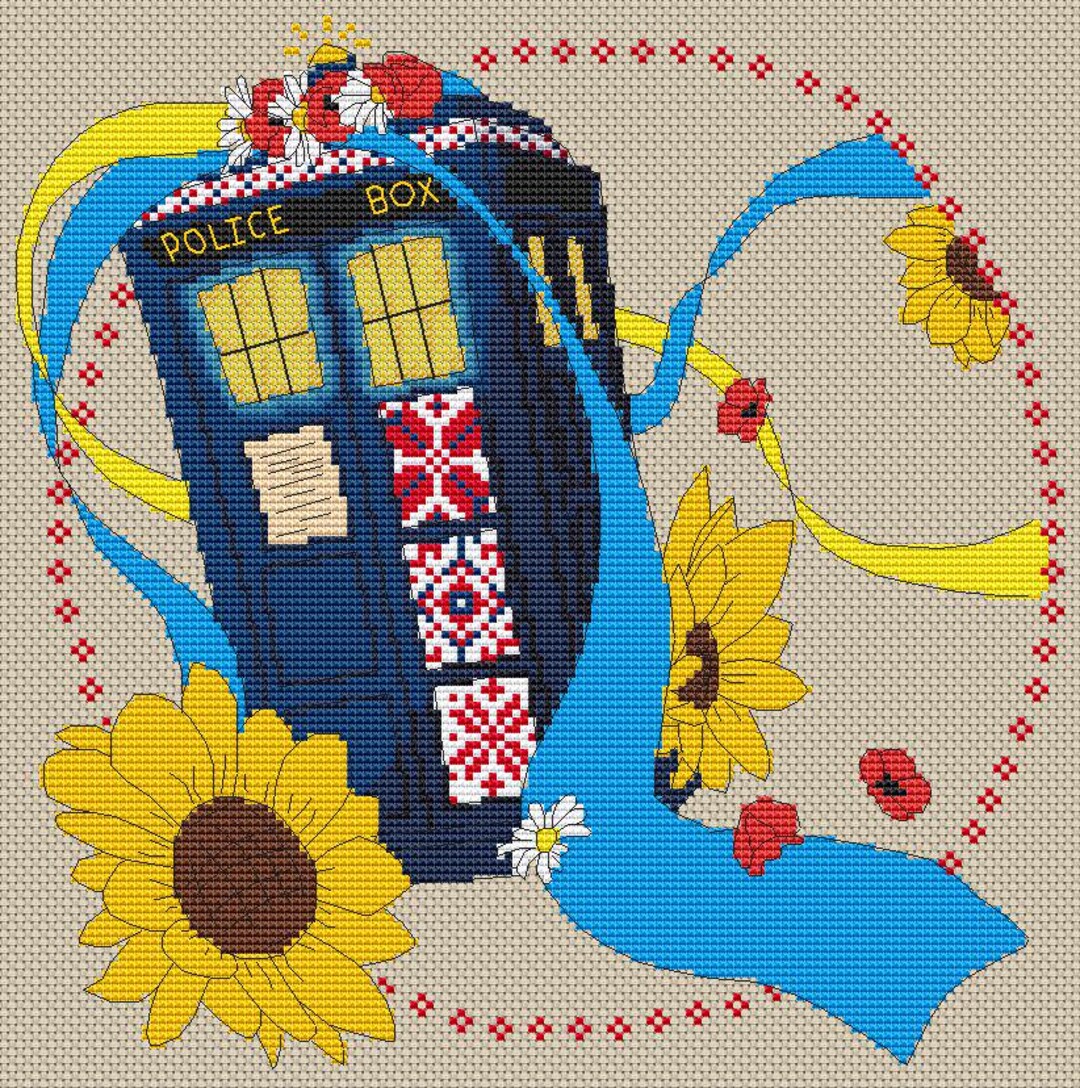 Doctor Who TARDIS Cross Stitch Pattern - Ukrainian Embroidery With ...
