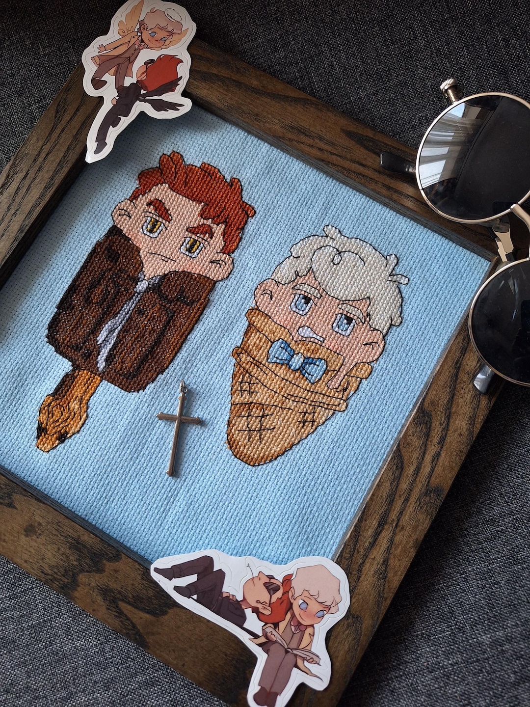 Crowley and Aziraphale Cross Stitch Pattern – Good Omens Fan Art, Geeky ...
