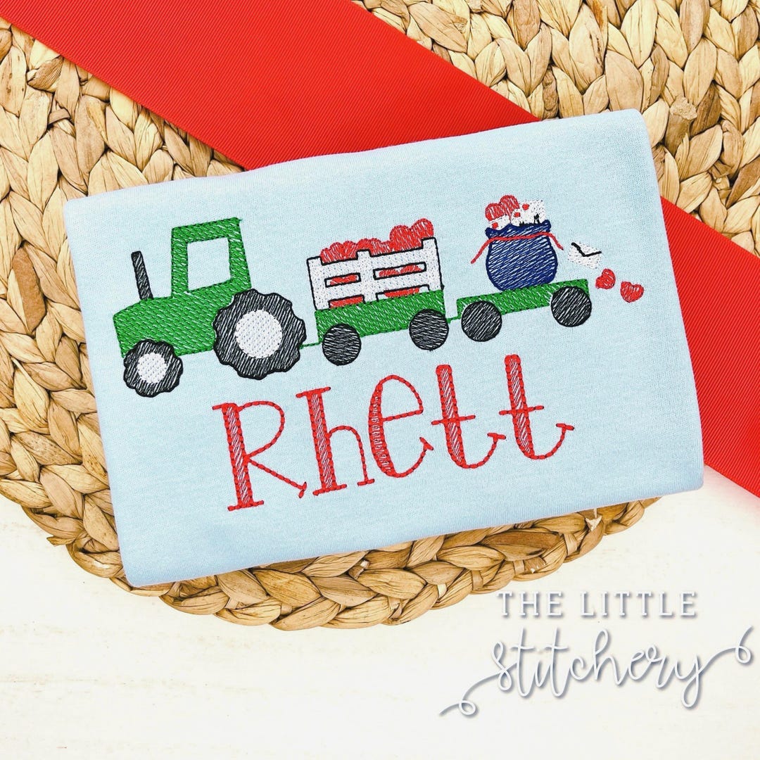 Personalized Valentine Tractor Embroidered Shirt - Etsy