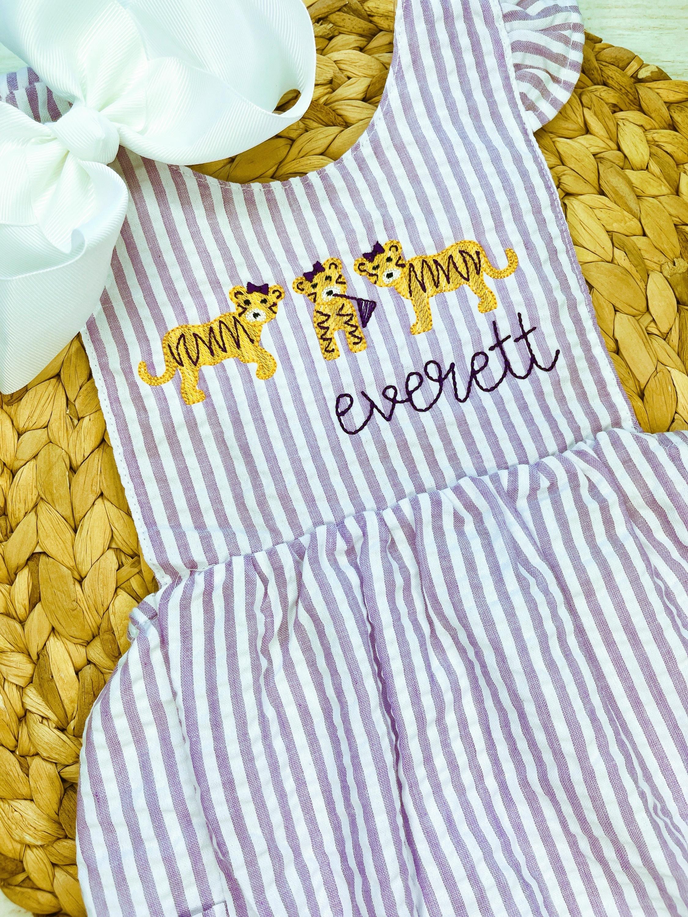 Tiger Trio Sunsuit or Dress: Girls Seersucker Football Outfit - Etsy