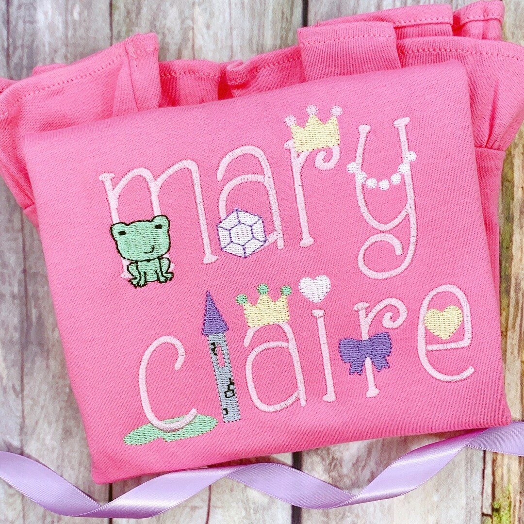 Princess Name Embroidered Shirt: Girls Personalized Birthday Gift - Etsy