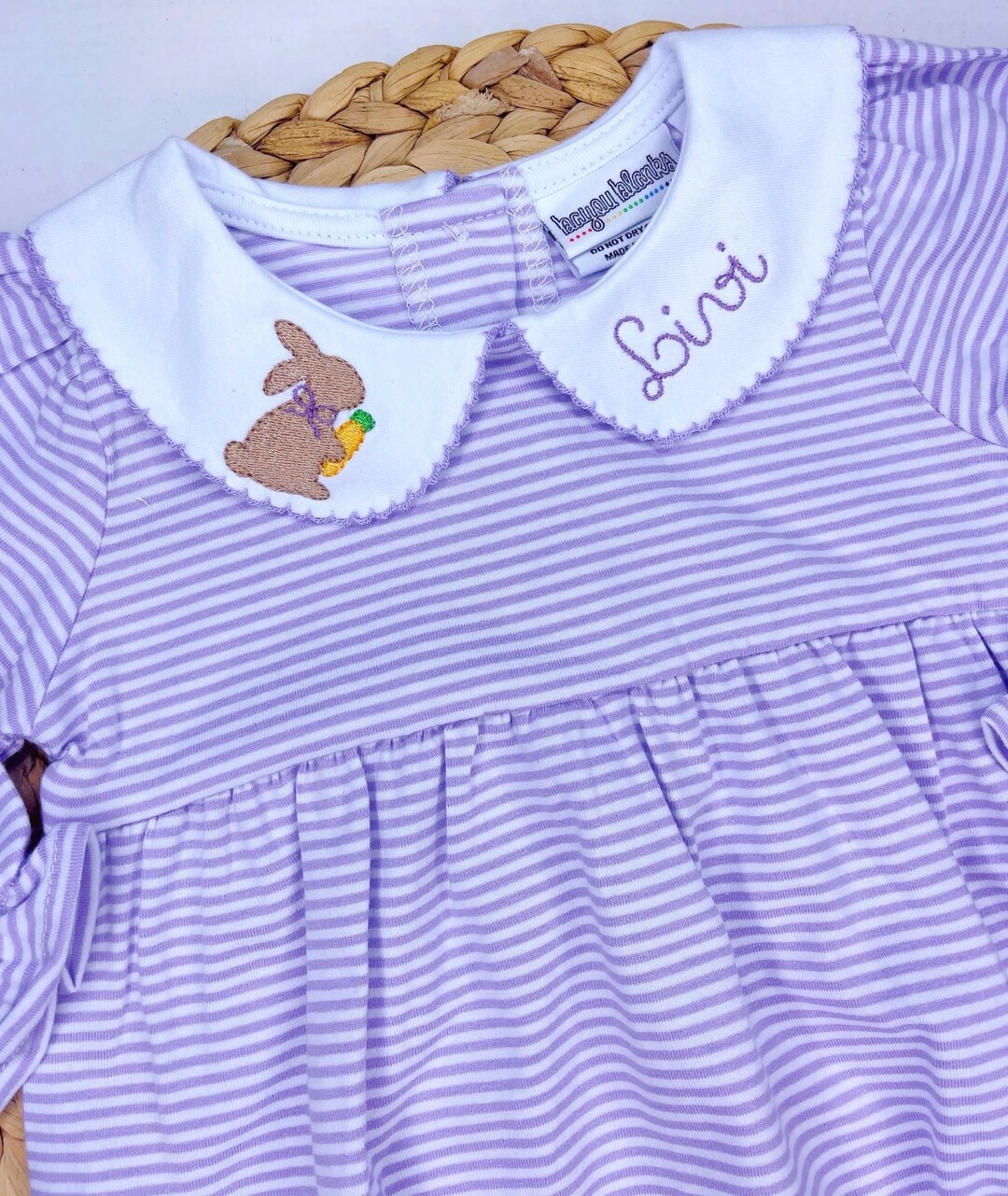 Bunny Collar Monogram Outfit: Baby Girl Personalized Easter Dress or ...