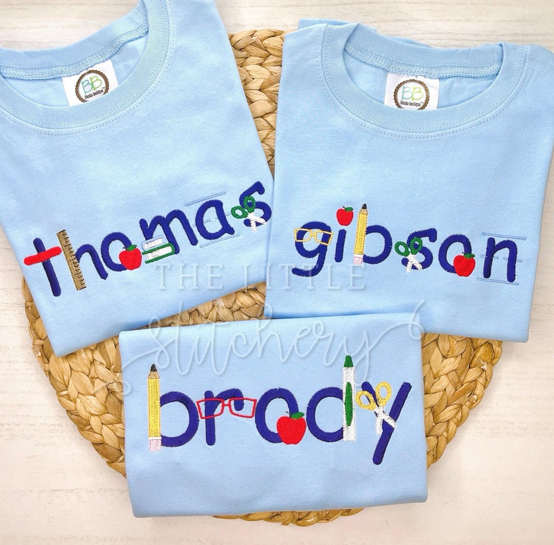 Embroidered Back to School Monogram Shirt: Personalized Outfit - Etsy