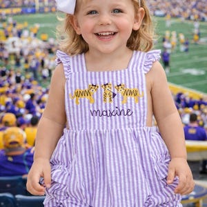 Tiger Trio Sunsuit or Dress: Girls Seersucker Football Outfit - Etsy