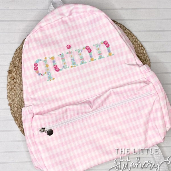 Monogrammed Gingham Girls Backpack - Etsy