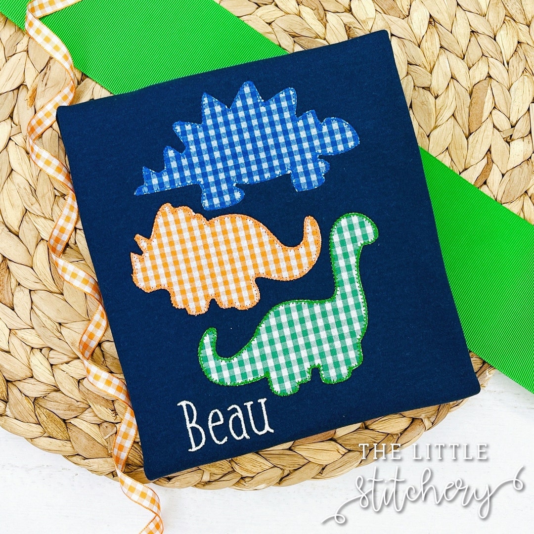 Dino Stack Applique Shirt | Boys Personalized Dinosaur Tshirt | Kids ...