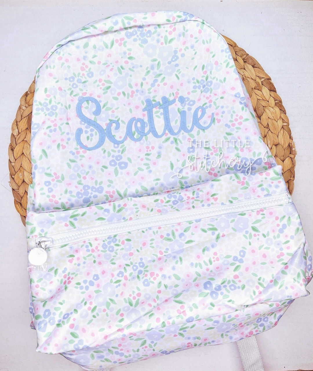 Personalized Floral Backpack: Monogrammed Full Size Bag - Etsy