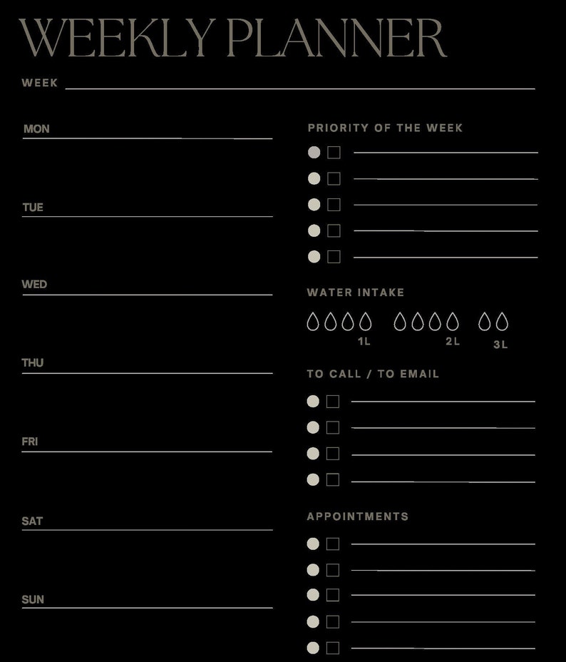 Weekly Planner - Month - Etsy
