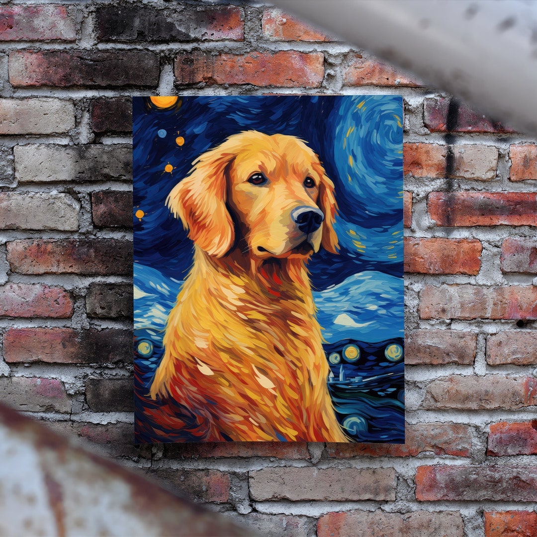 Van Gogh Golden Retriever PRINTABLE ART Oil Painting Decor Dogs Print ...