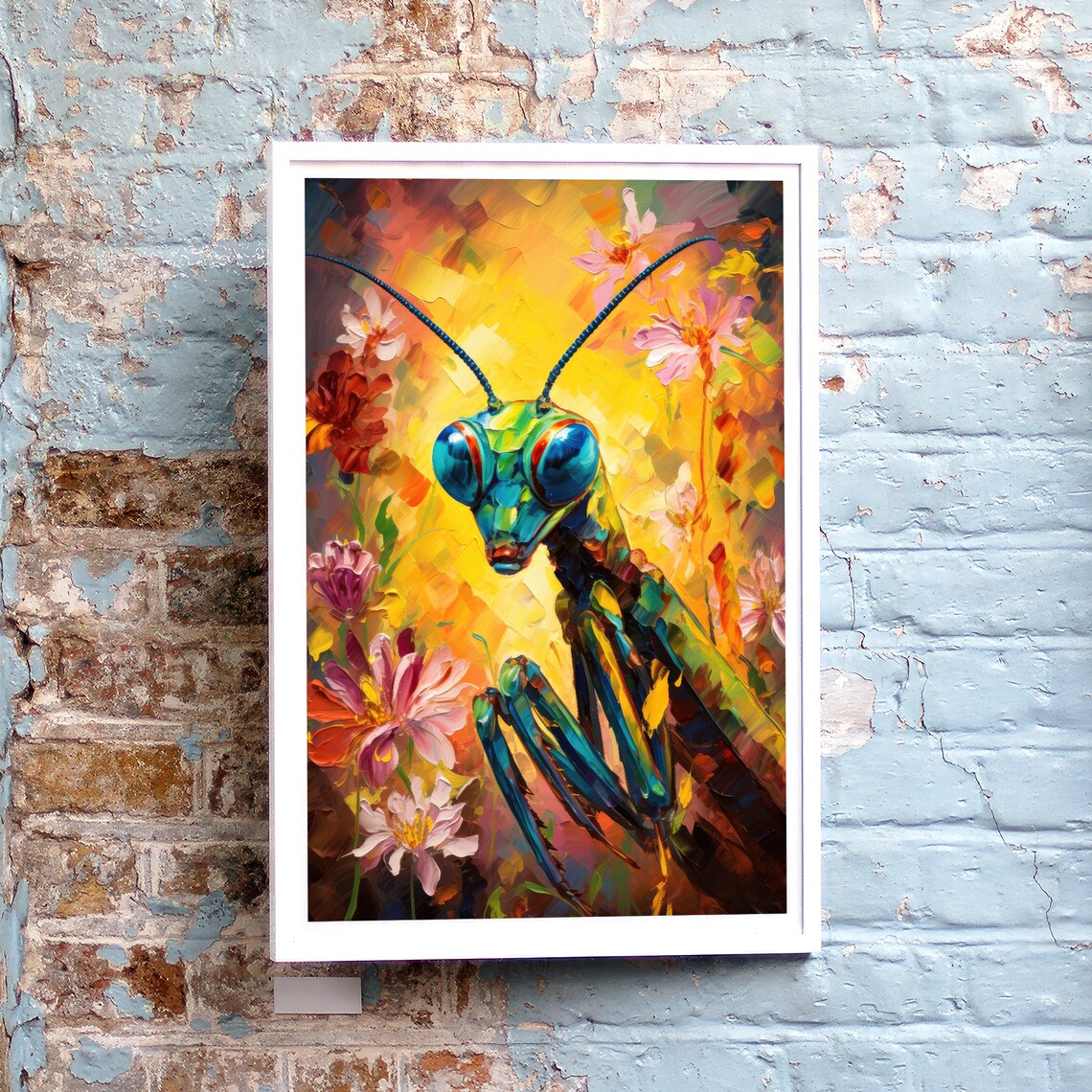 Abstract Praying Mantis PRINTABLE ART Oil Painting Decor Insects Print ...