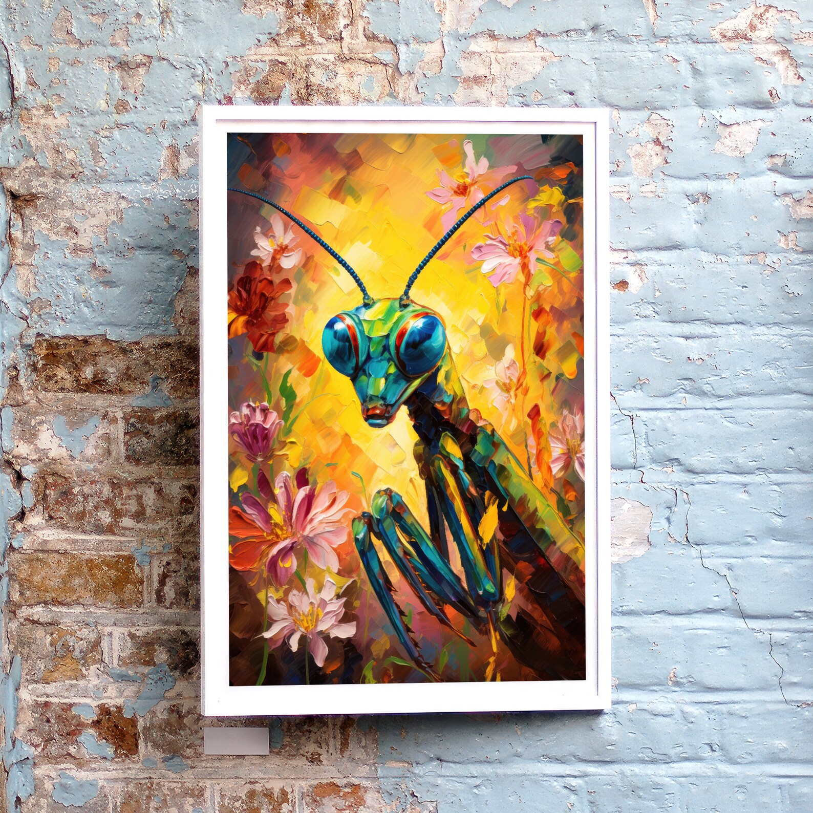 Abstract Praying Mantis PRINTABLE ART Oil Painting Decor Insects Print ...