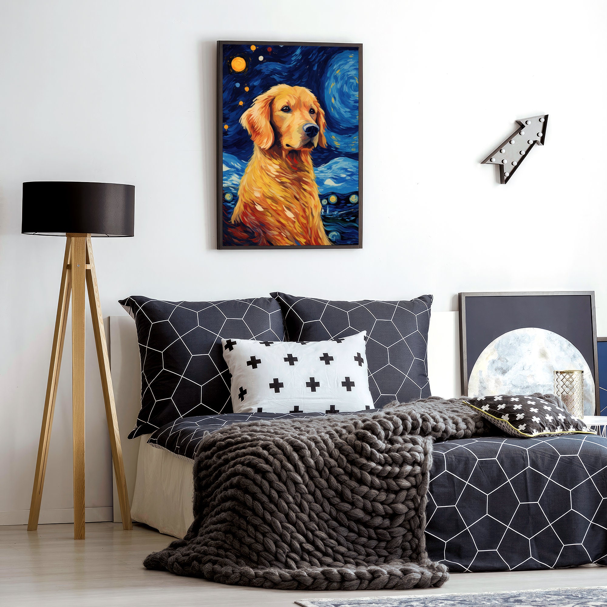 Van Gogh Golden Retriever PRINTABLE ART Oil Painting Decor Dogs Print ...