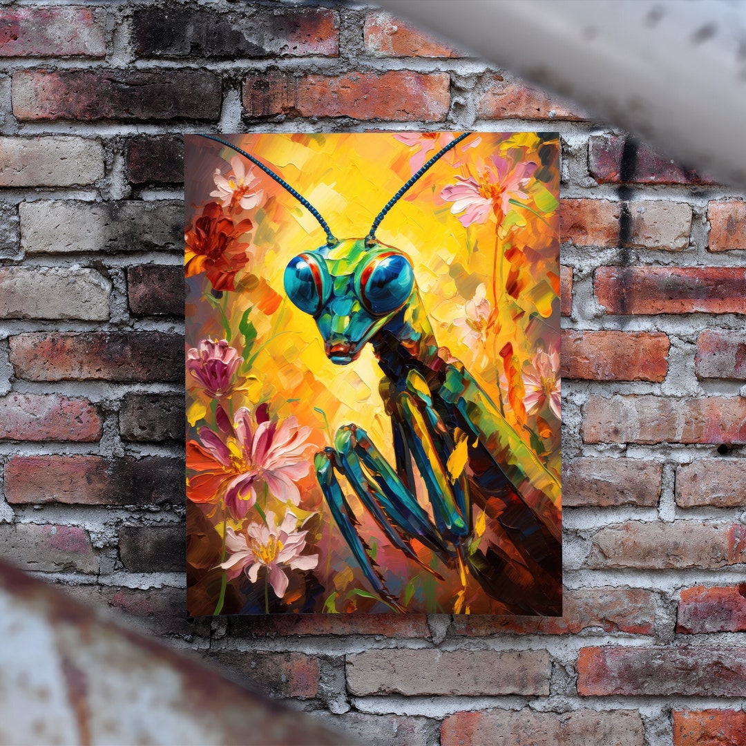 Abstract Praying Mantis PRINTABLE ART Oil Painting Decor Insects Print ...