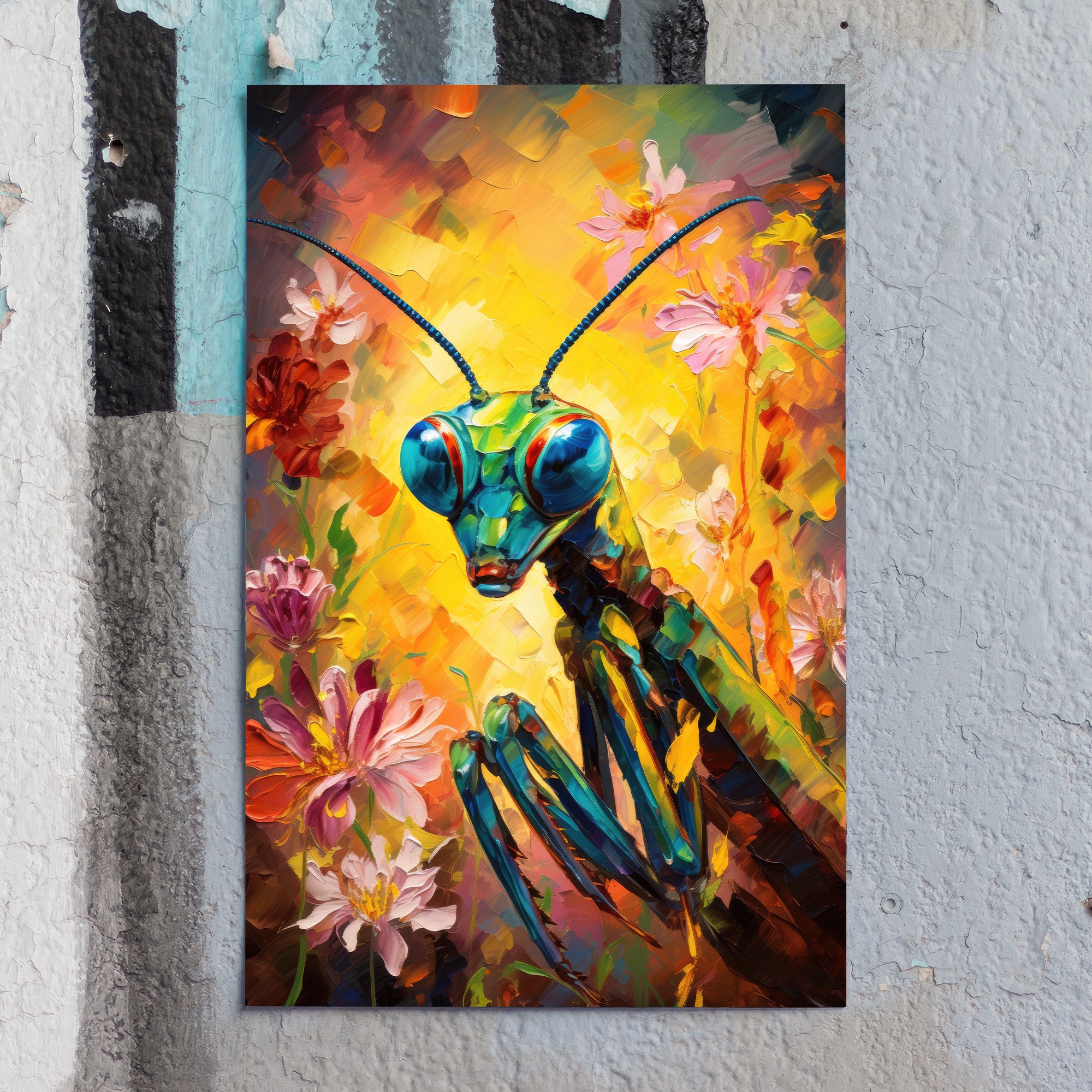 Abstract Praying Mantis PRINTABLE ART Oil Painting Decor Insects Print ...
