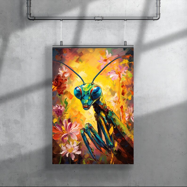 Abstract Praying Mantis PRINTABLE ART Oil Painting Decor Insects Print ...