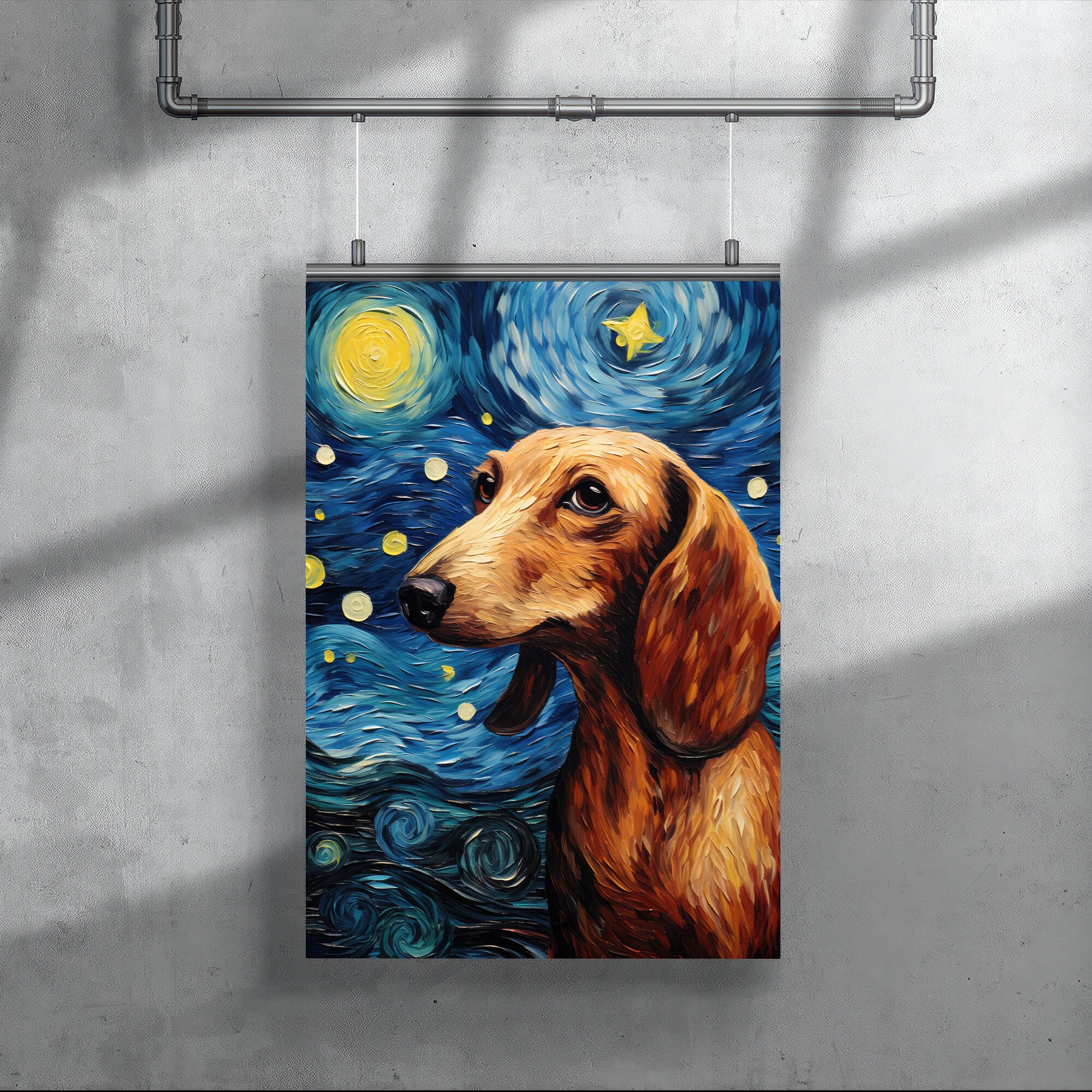 Van Gogh Dachshund PRINTABLE ART Oil Painting Decor Dogs Print Pets ...