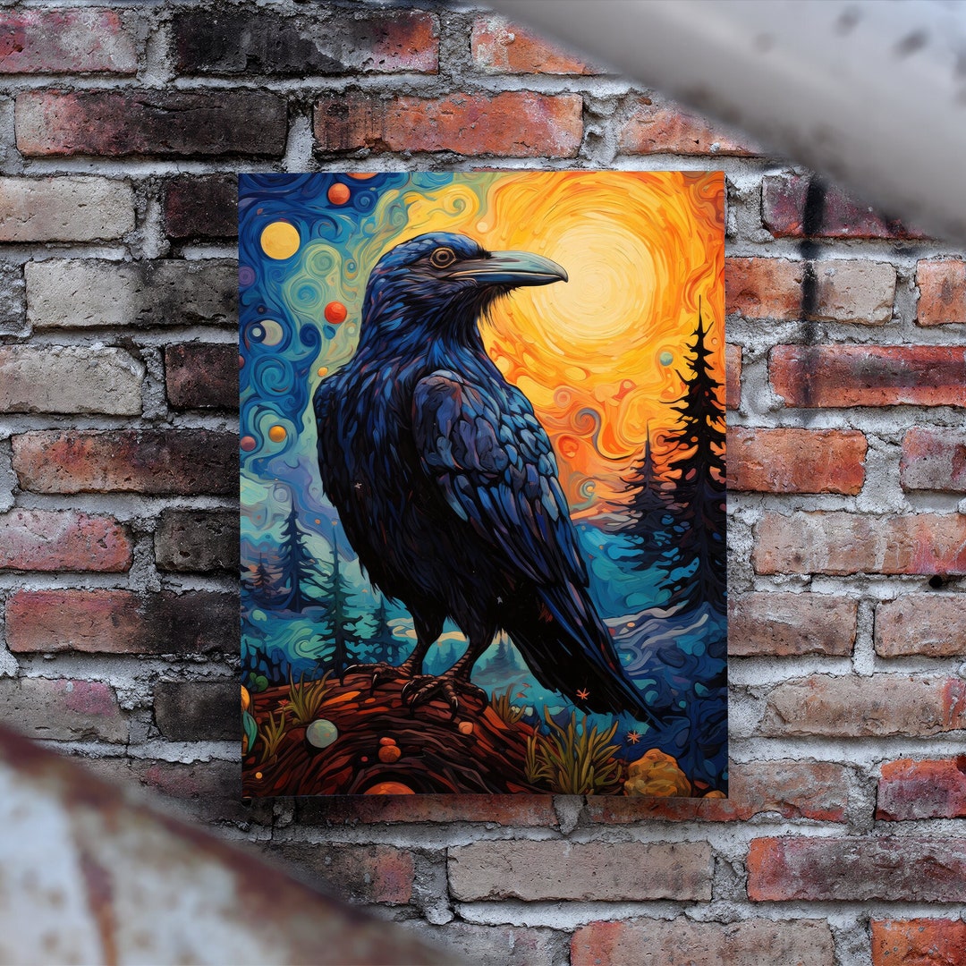 Abstract Crow PRINTABLE ART Oil Painting Decor Wildlife Print Wildlife ...
