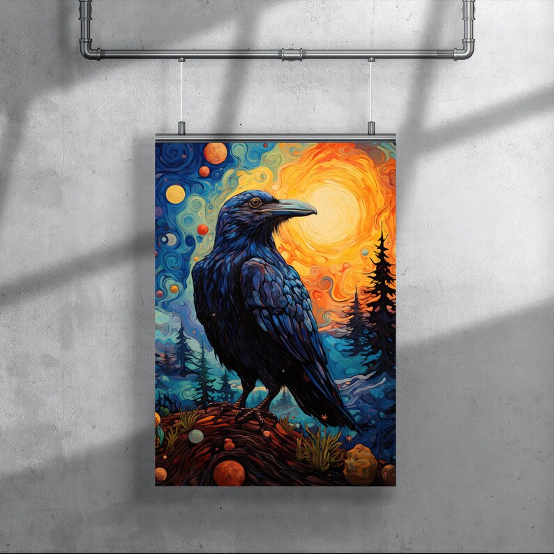 Abstract Crow PRINTABLE ART Oil Painting Decor Wildlife Print Wildlife ...