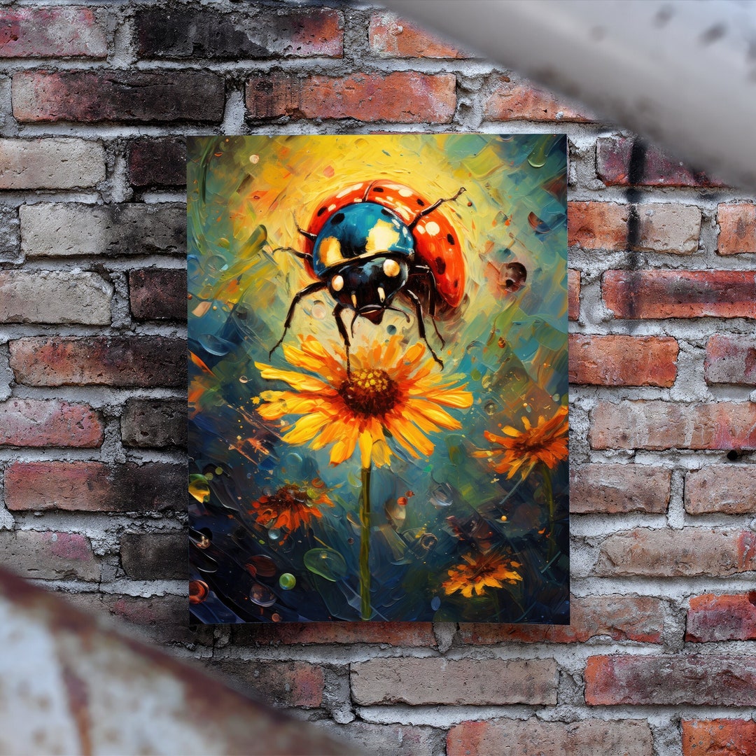 Abstract Ladybug PRINTABLE ART Oil Painting Decor Insects Print Bug ...