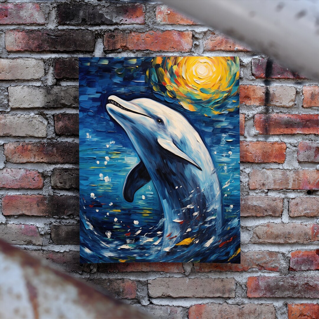 Abstract Dolphin PRINTABLE ART Oil Painting Decor Sea Life Print Ocean ...