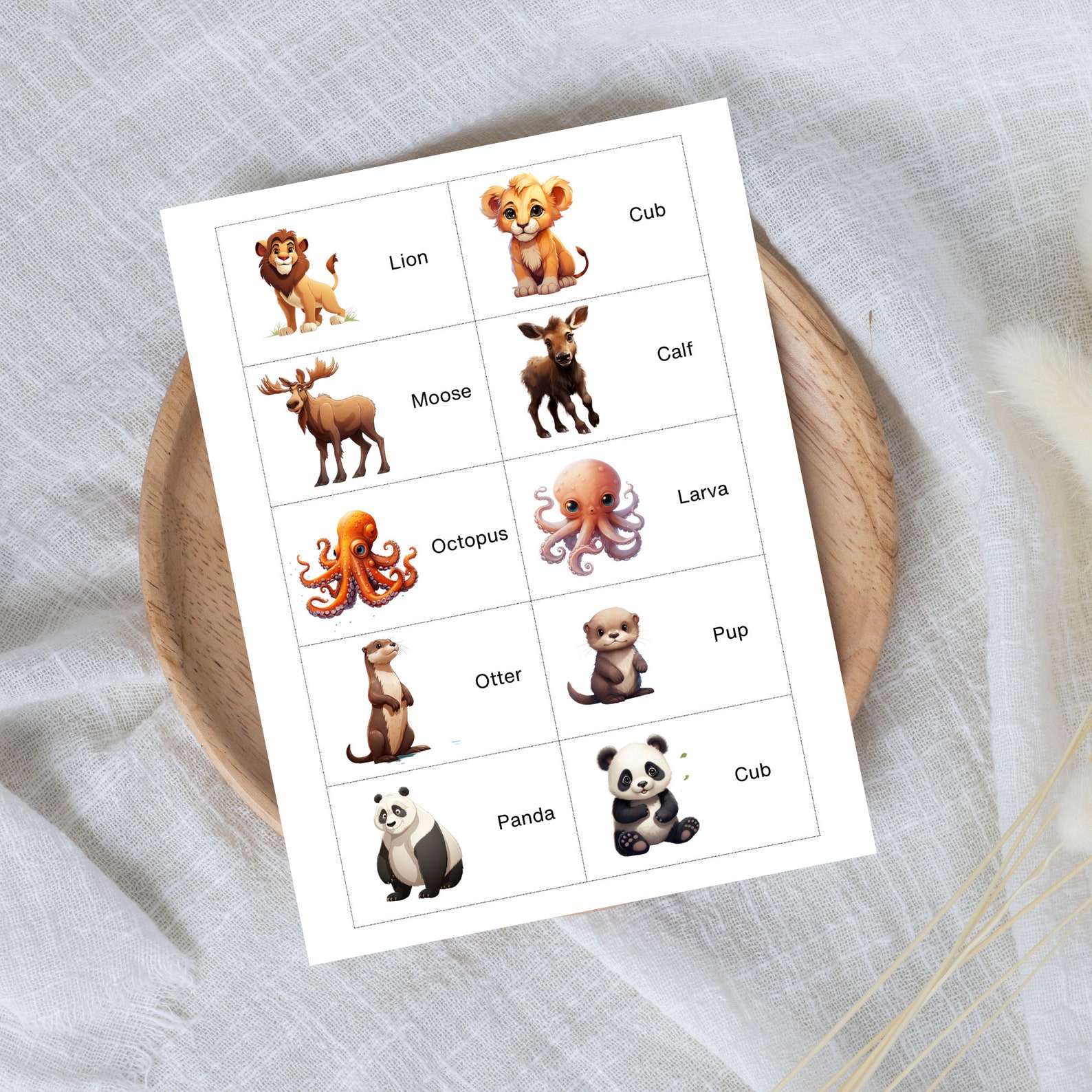 Baby Animal Matching Cards for Kids With Digital Animal Printable ...
