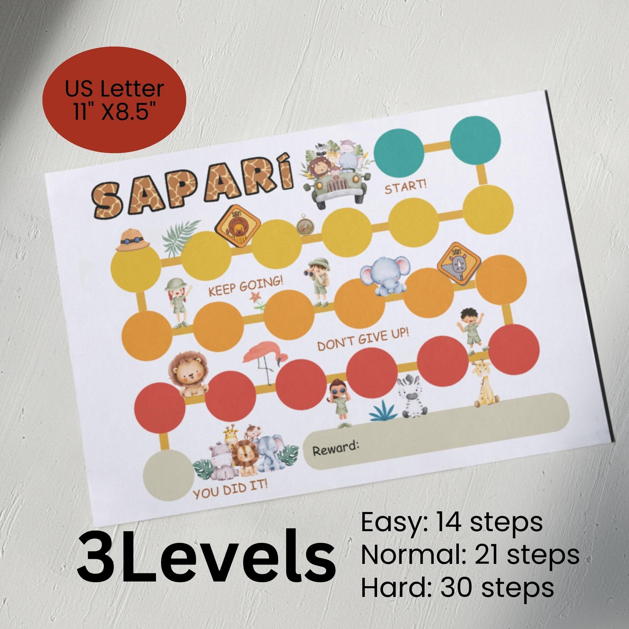 Safari Animal Reward Chart for Kids With Printable Achievement Award ...