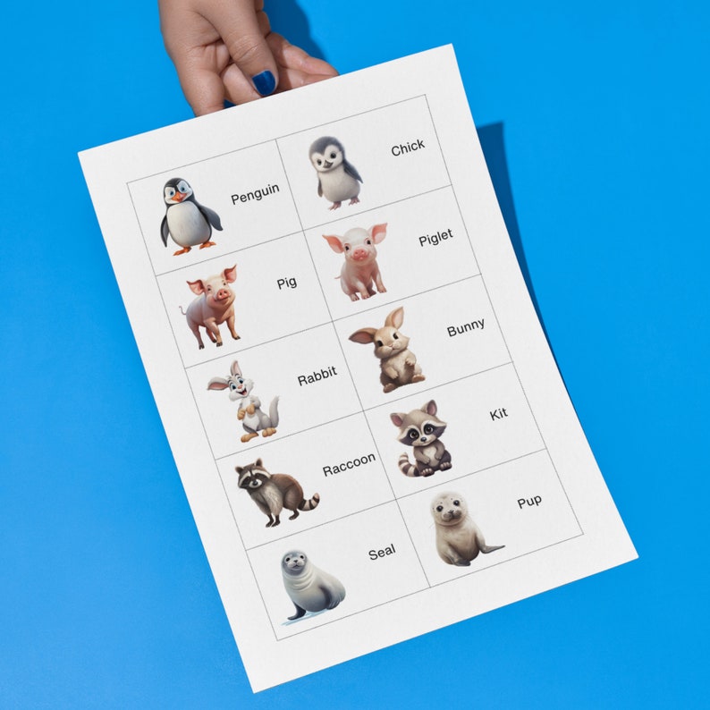 Baby Animal Matching Cards for Kids With Digital Animal Printable ...