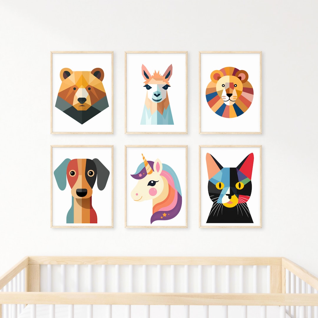 Printable Nursery 6 Set Animal Wall Art for All Ages Animal Art for ...