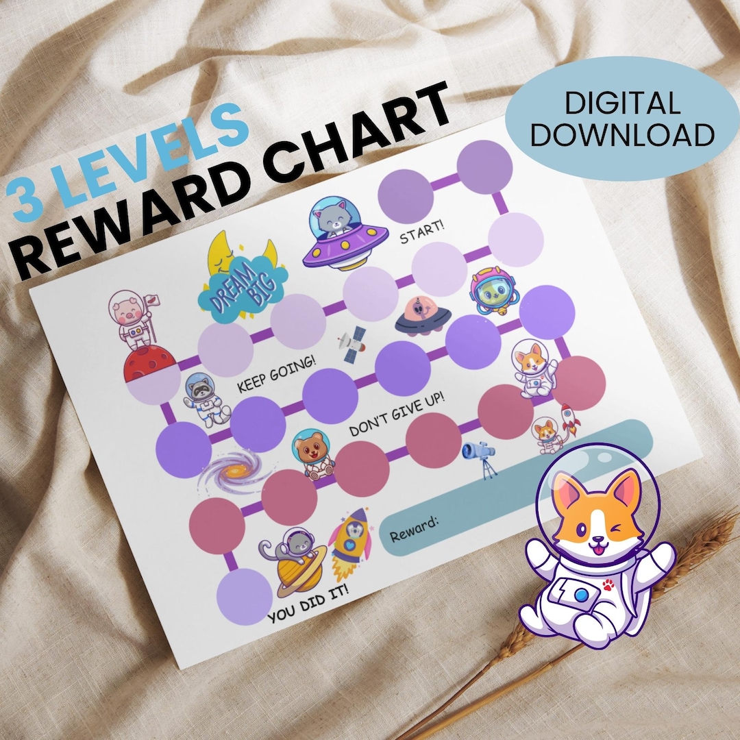 Animal Space Reward Chart for Kids With Printable Achievement Award and ...