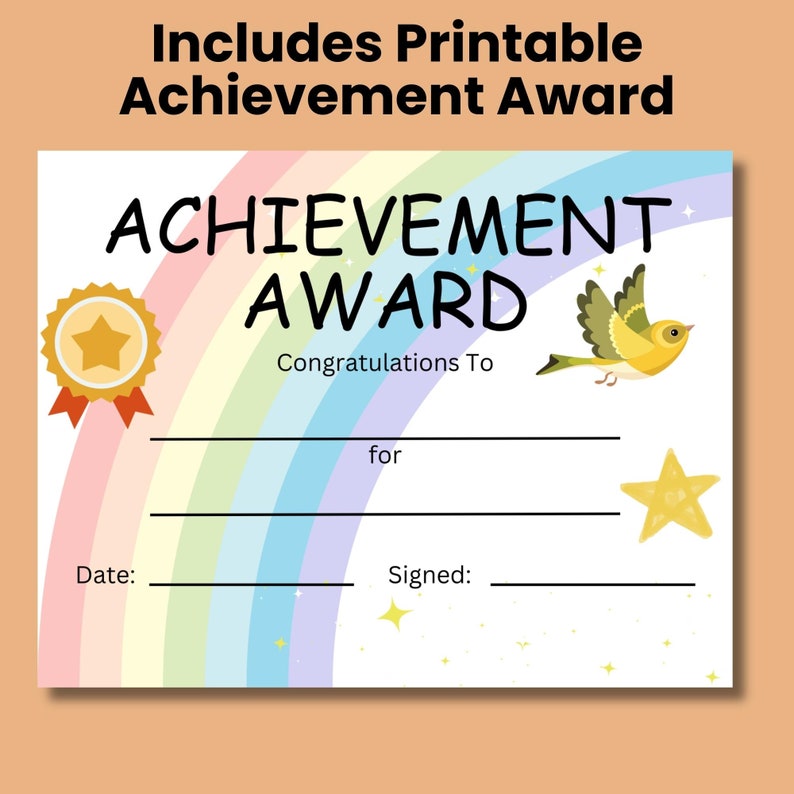 Bird Reward Chart for Kids With Printable Achievement Award and Idea ...