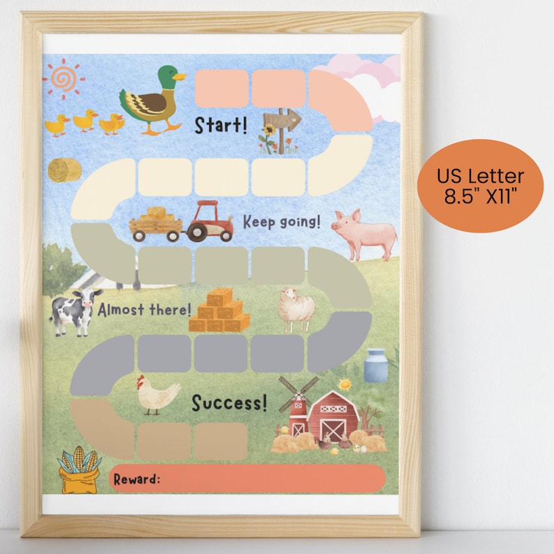 Farm Animal Reward Chart for Kids With Printable Achievement Award and ...