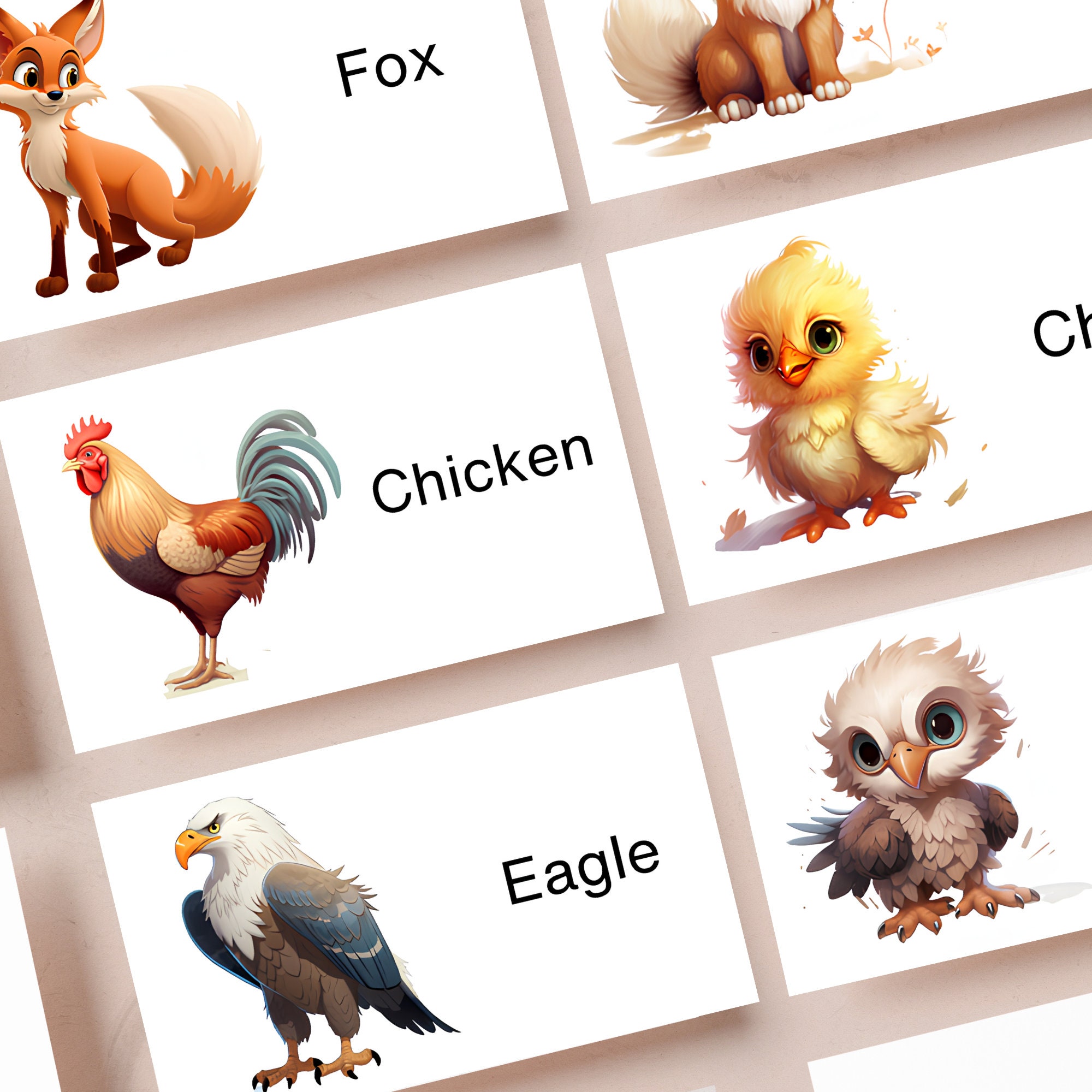 Baby Animal Matching Cards for Kids With Digital Animal Printable ...