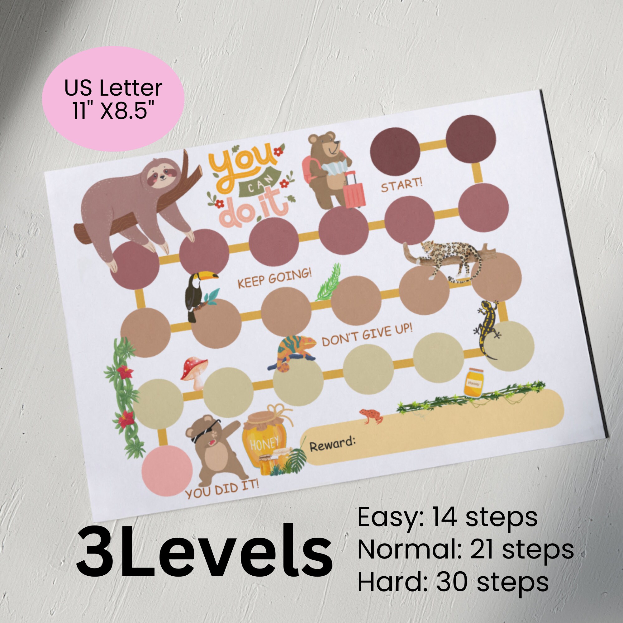 Rainforest Reward Chart for Kids With Printable Achievement Award and ...
