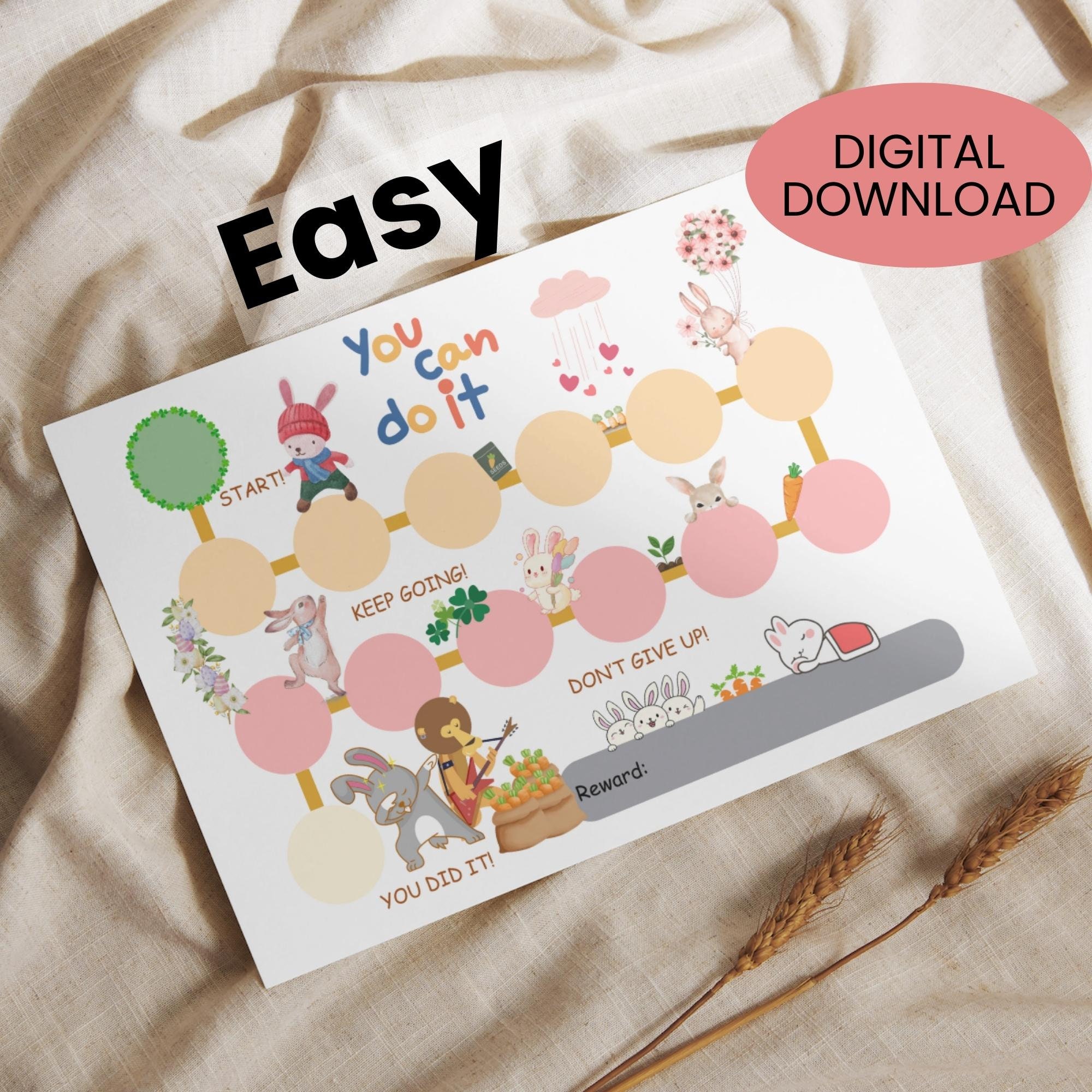 Rabbit Reward Chart for Kids With Printable Achievement Award and Idea ...