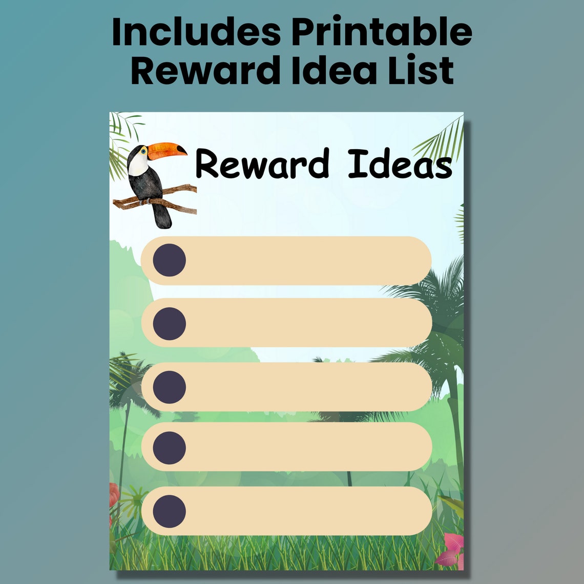 Rainforest Reward Chart for Kids With Printable Achievement Award and ...