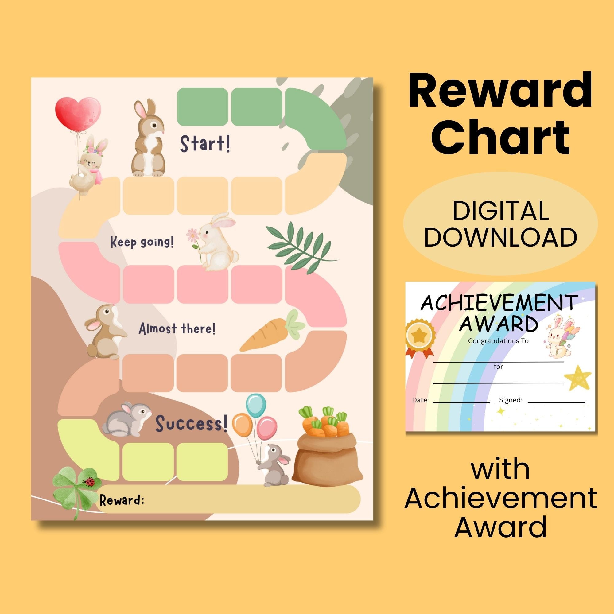 Rabbit Reward Chart for Kids With Printable Achievement Award and Idea ...