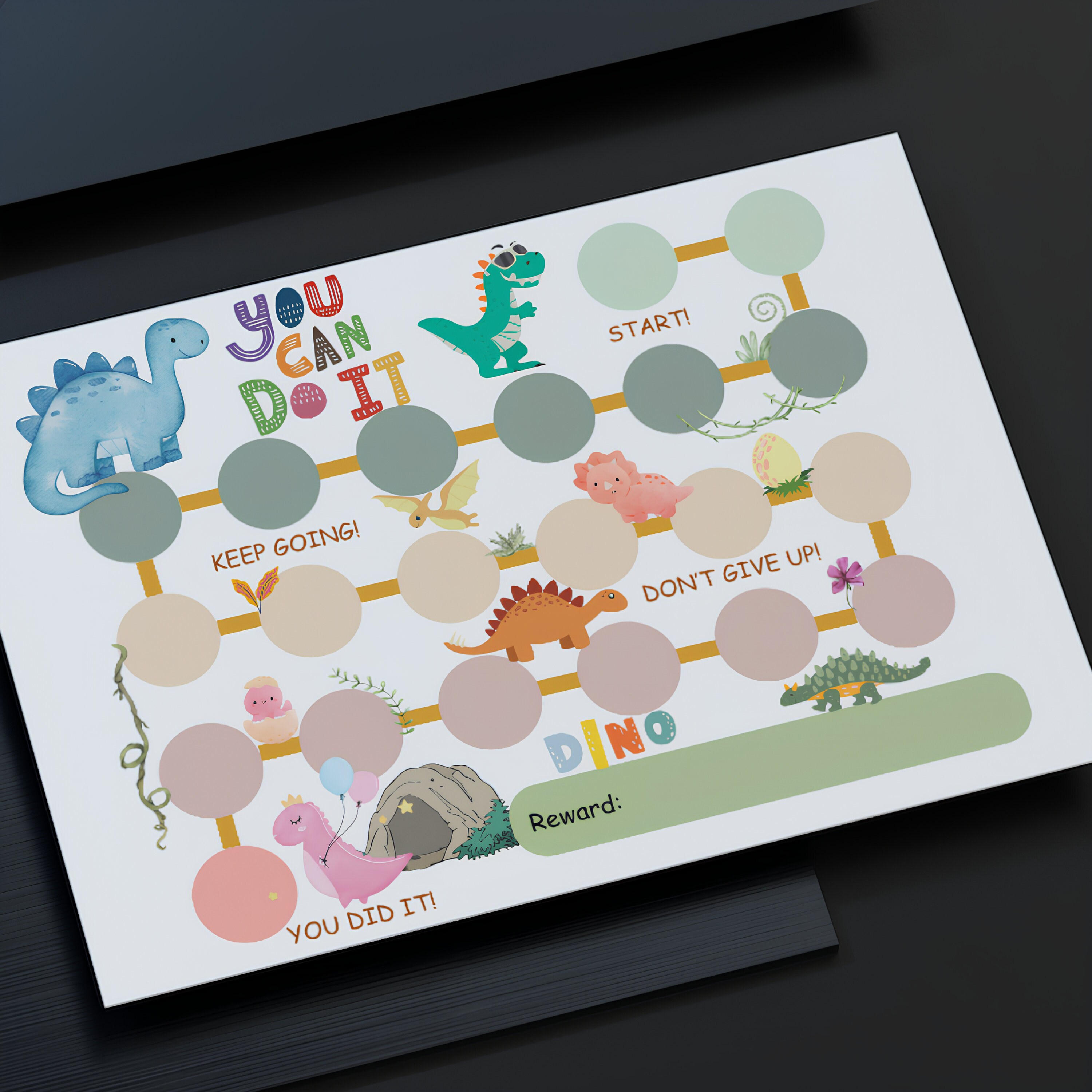 Dinosaur Reward Chart for Kids With Printable Achievement Award and ...