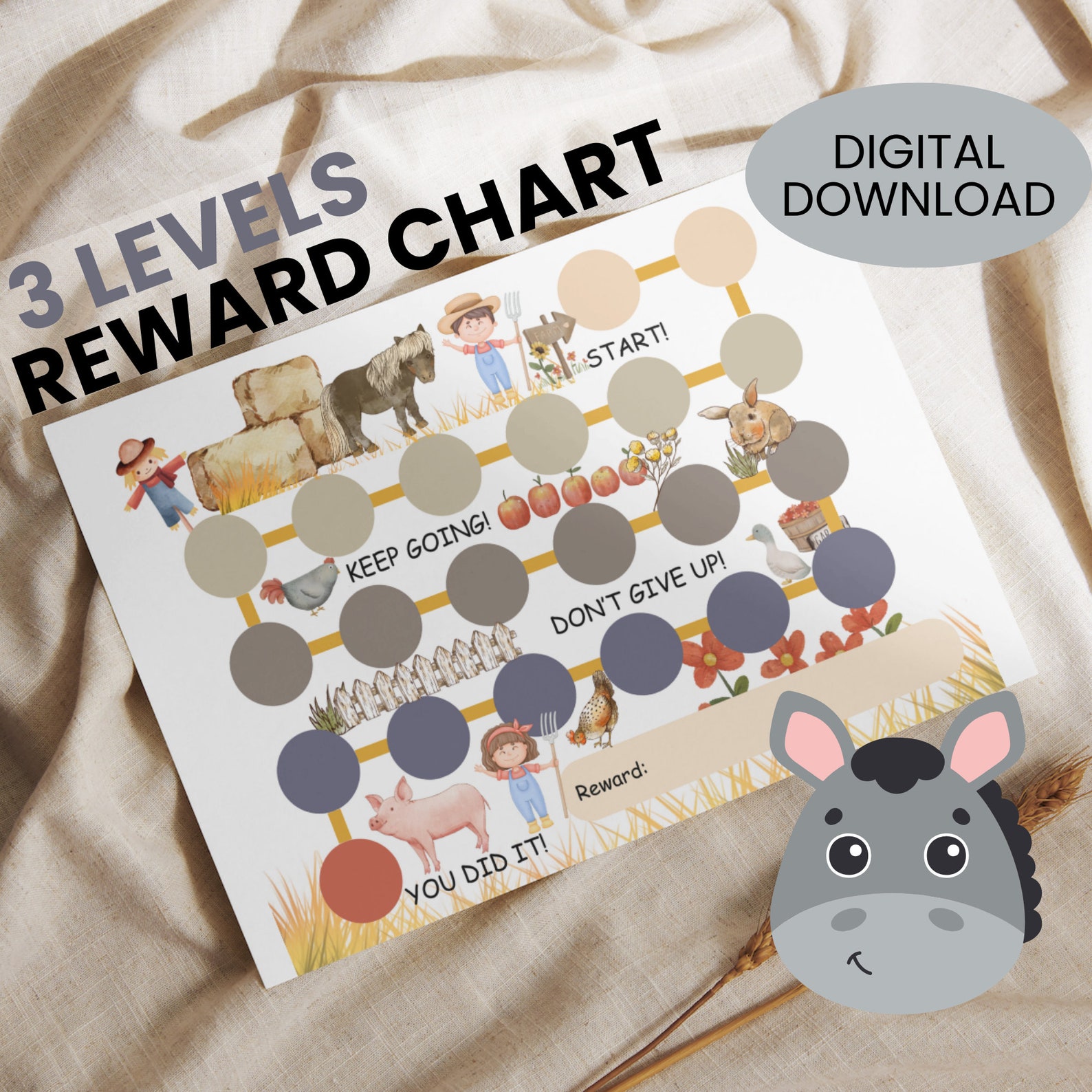 Farm Reward Chart for Kids With Printable Achievement Award and Idea ...