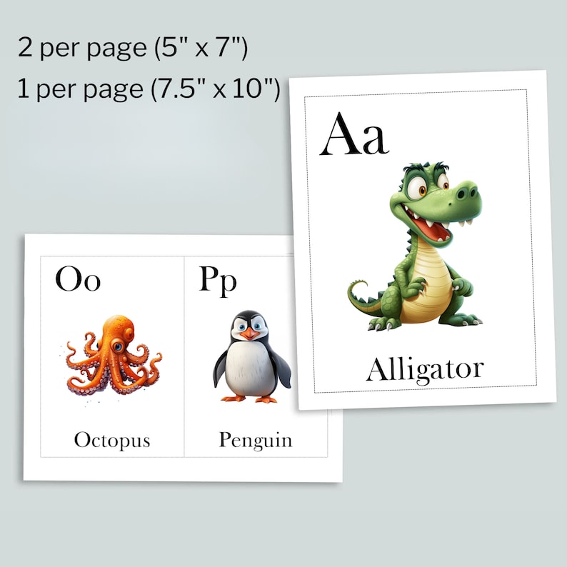 Flashcards Printable Learning Tool for Wildlife Animal Alphabet ...