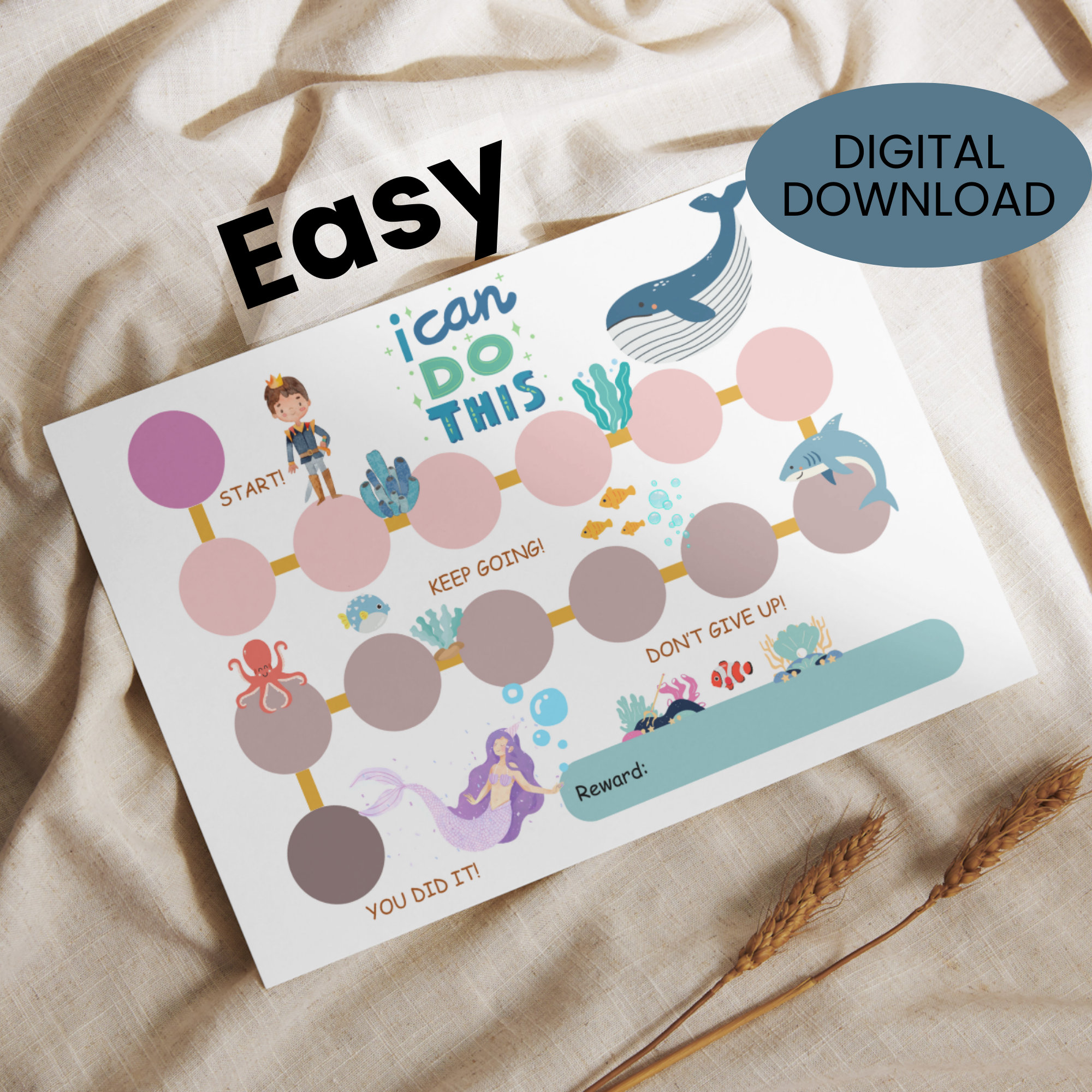 Ocean Reward Chart for Kids With Printable Achievement Award and Idea ...