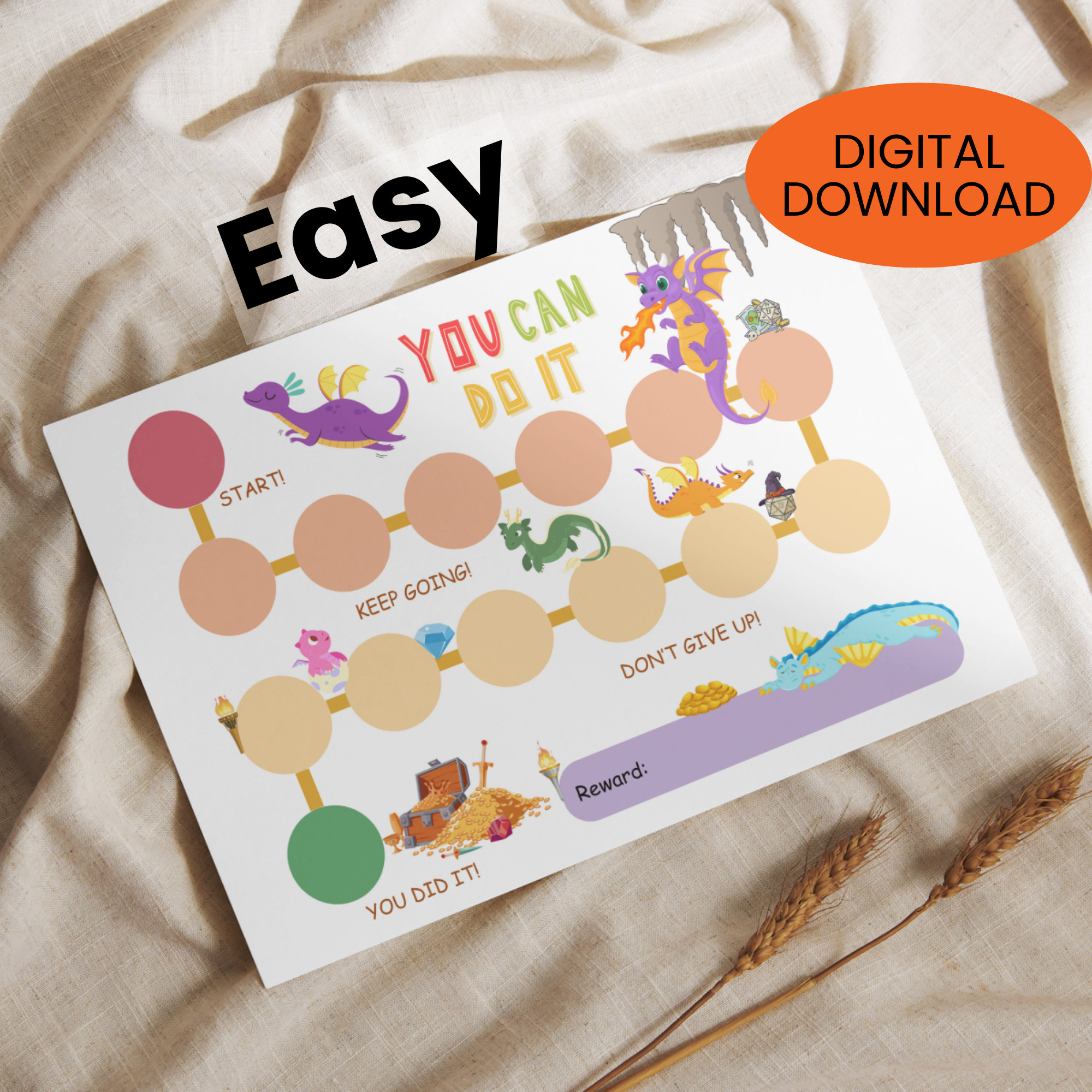 Dragon Reward Chart for Kids With Printable Achievement Award and Idea ...