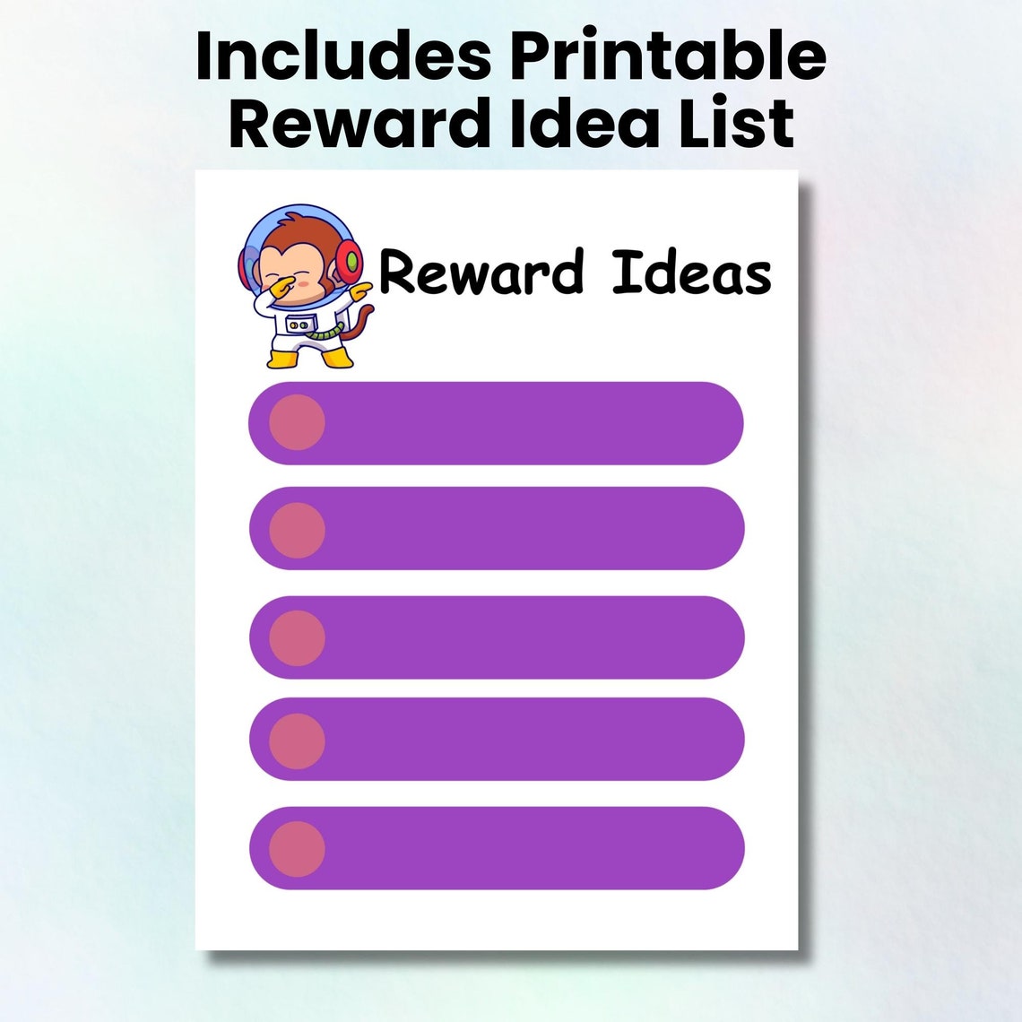 Monkey Astronaut Reward Chart for Kids With Printable Achievement Award ...
