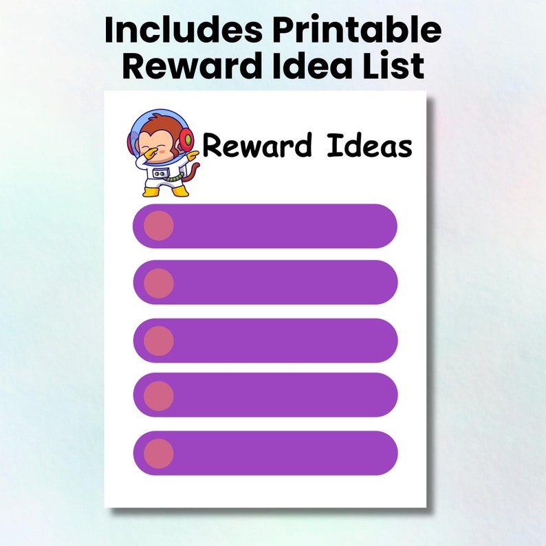Monkey Astronaut Reward Chart for Kids With Printable Achievement Award ...