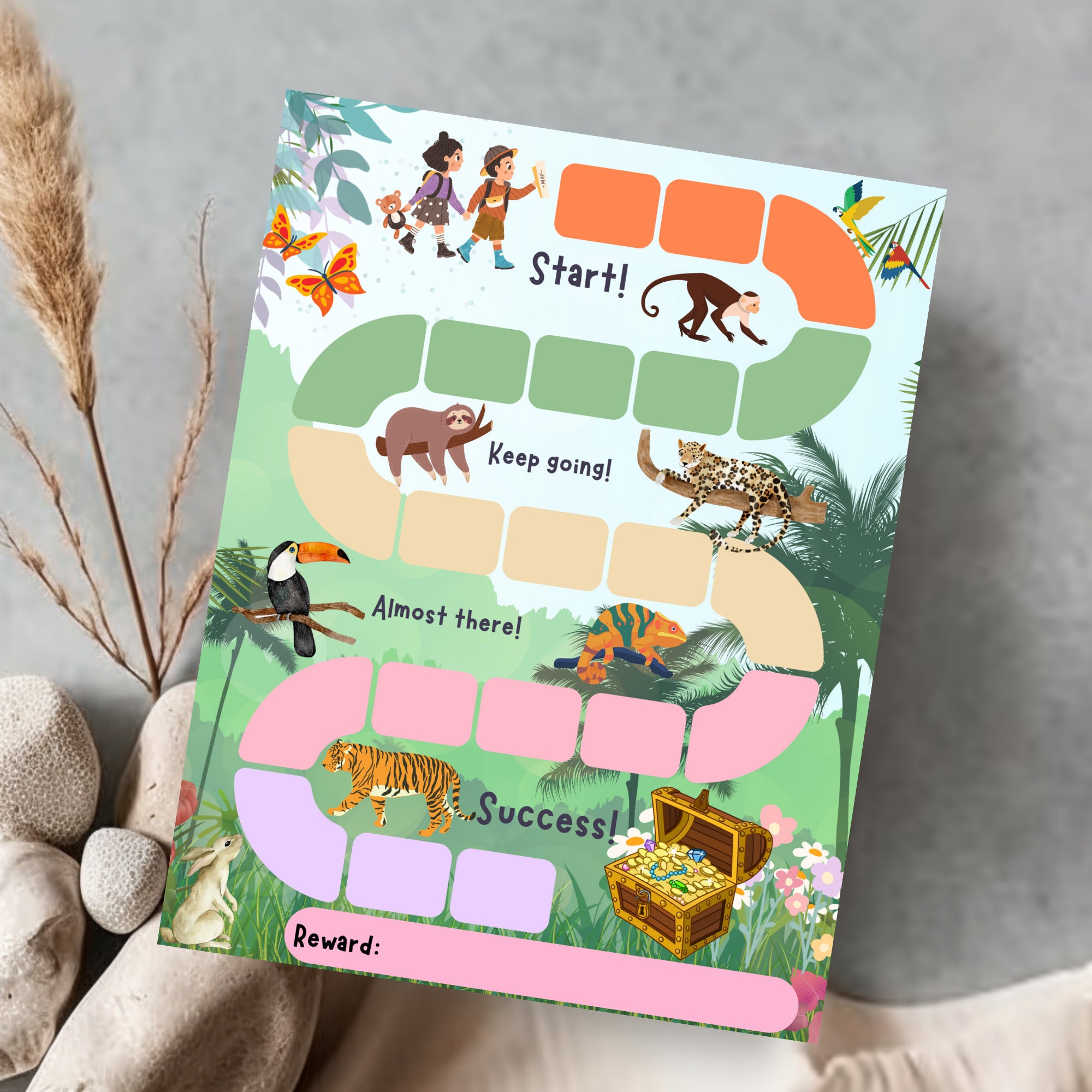 Rainforest Reward Chart for Kids With Printable Achievement Award and ...