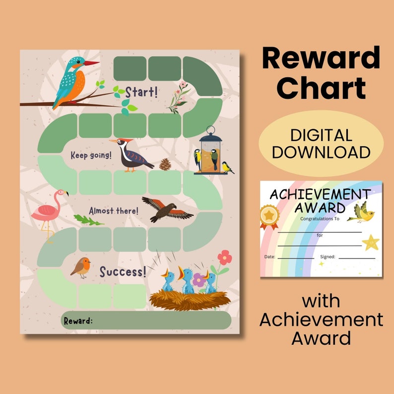 Bird Reward Chart for Kids With Printable Achievement Award and Idea ...